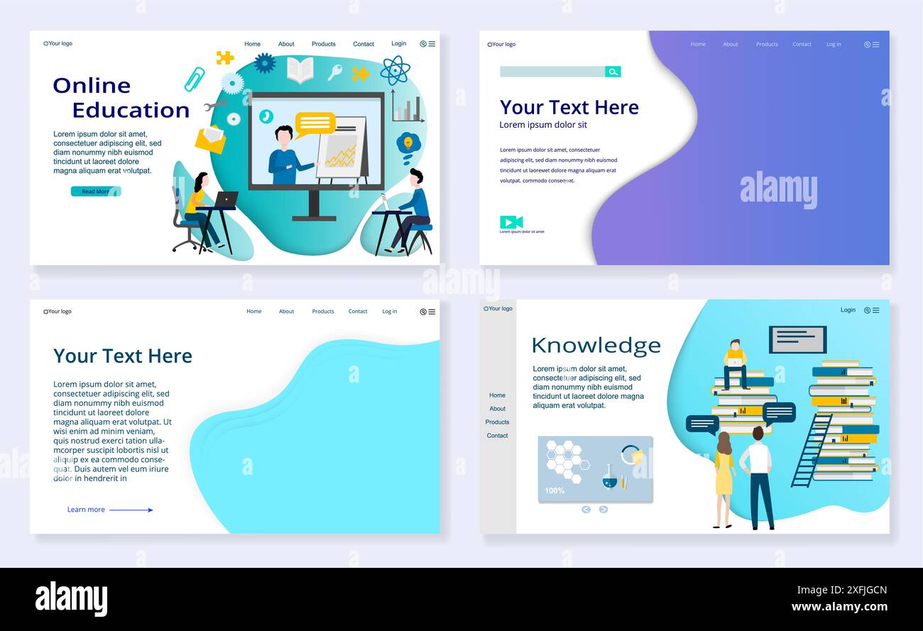 Set of Education concepts and empty templates, website templates, for ...