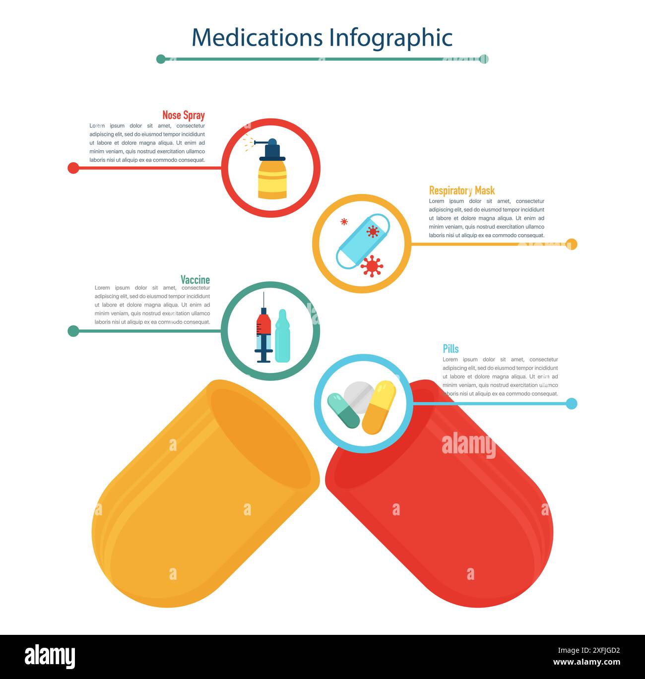 Medications infographic concept, flat vector illustration Stock Vector ...