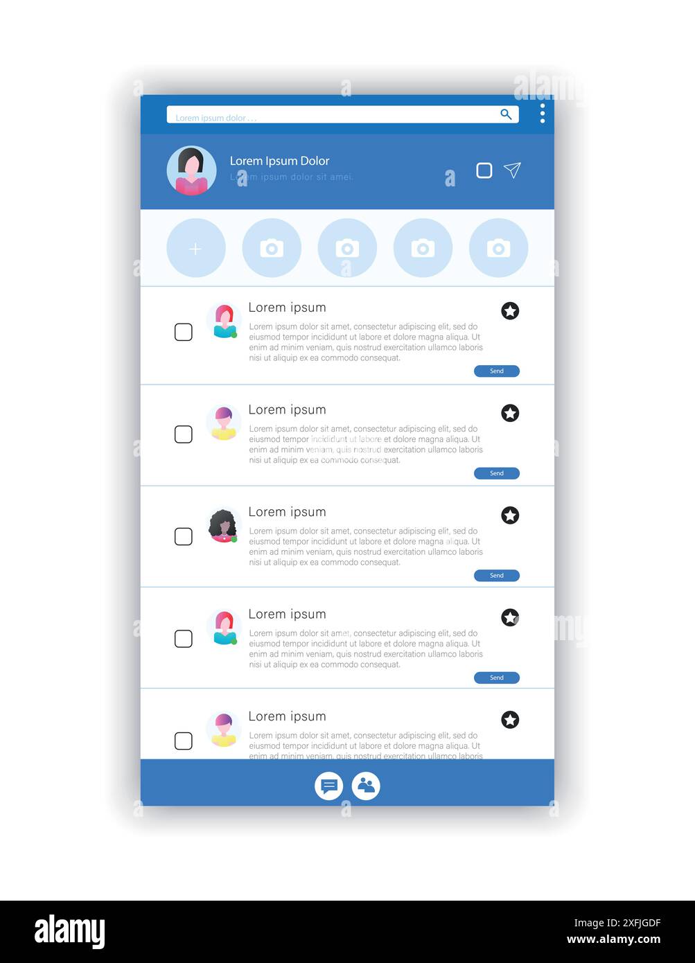 Application for Messages web page design template, modern user ...