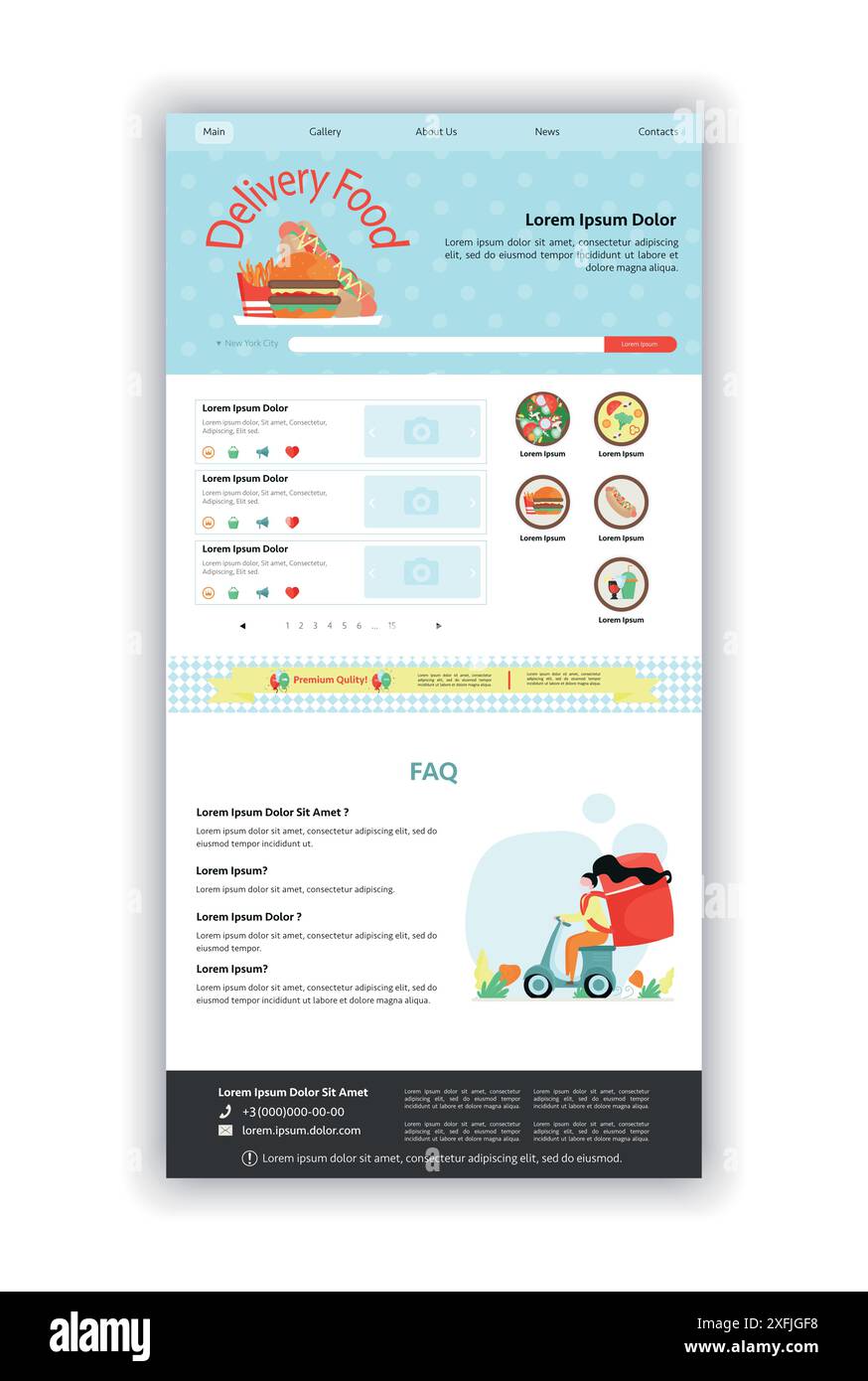 Food delivery web page design template, online food odering concept ...