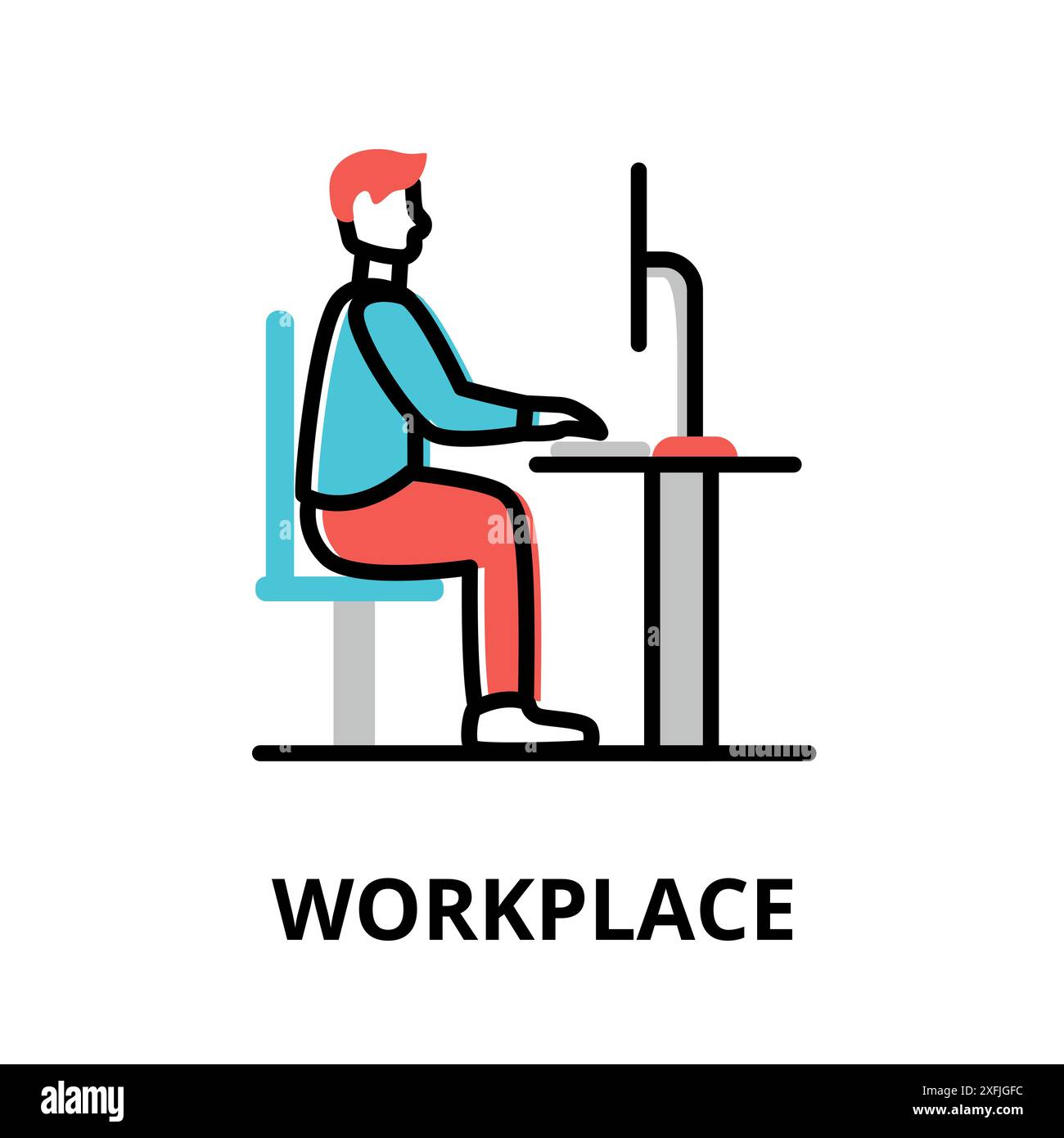 Concept of Workplace icon, modern flat thin line design vector ...