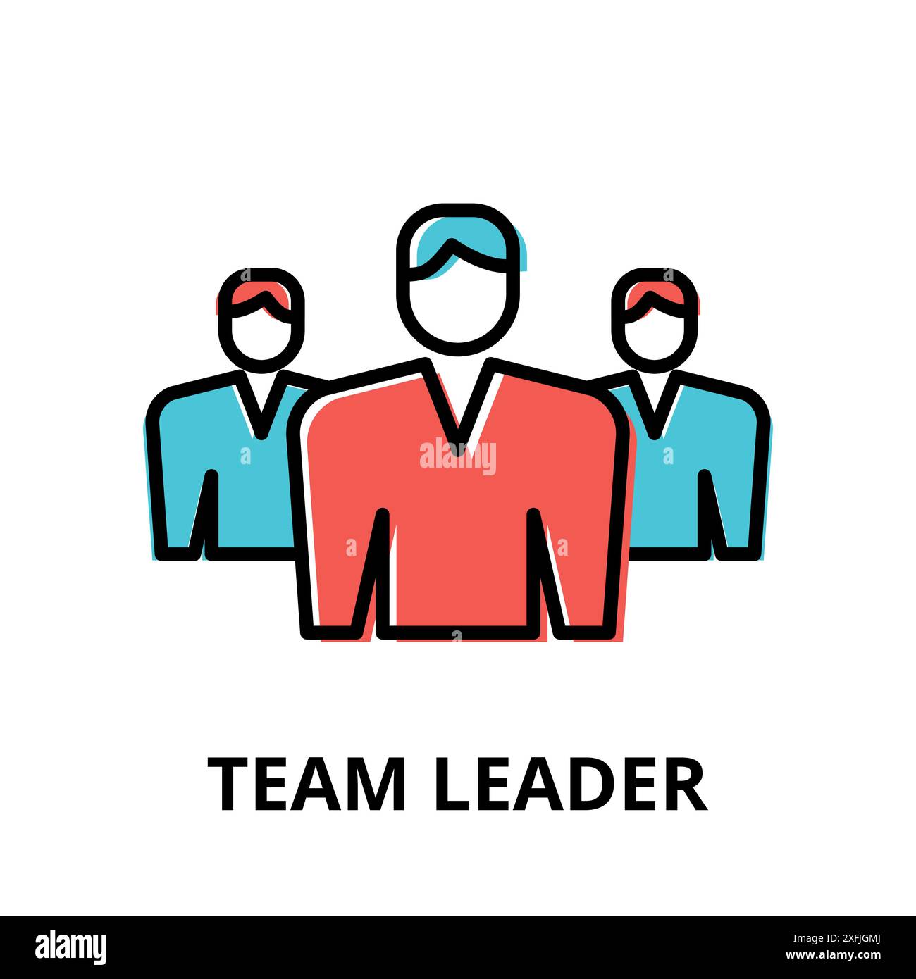 Concept of Team Leader icon, modern flat thin line design vector illustration, for graphic and ...