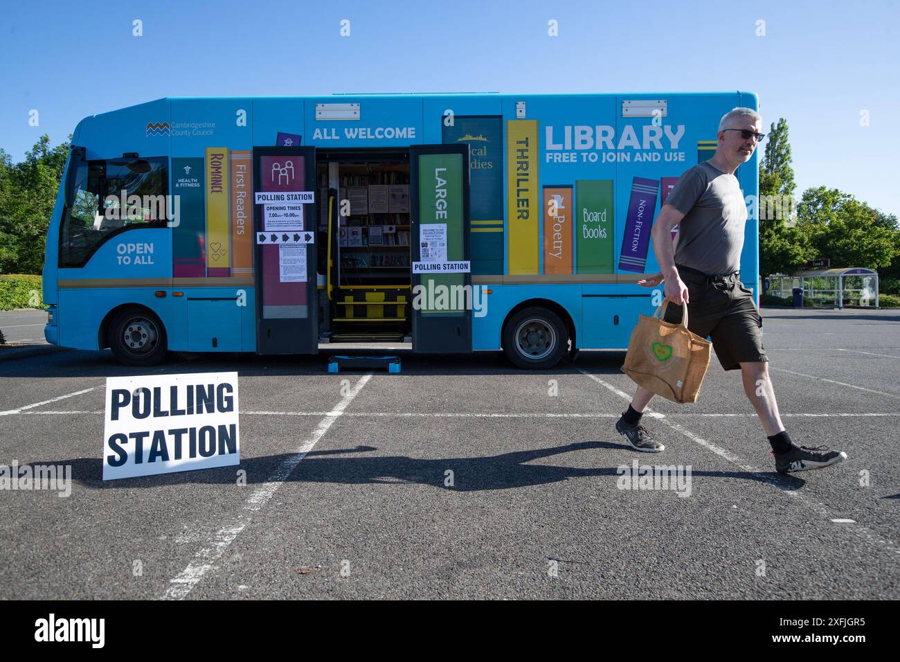Cambridge, UK. 04th July, 2024. A mobile Library that is being used as ...