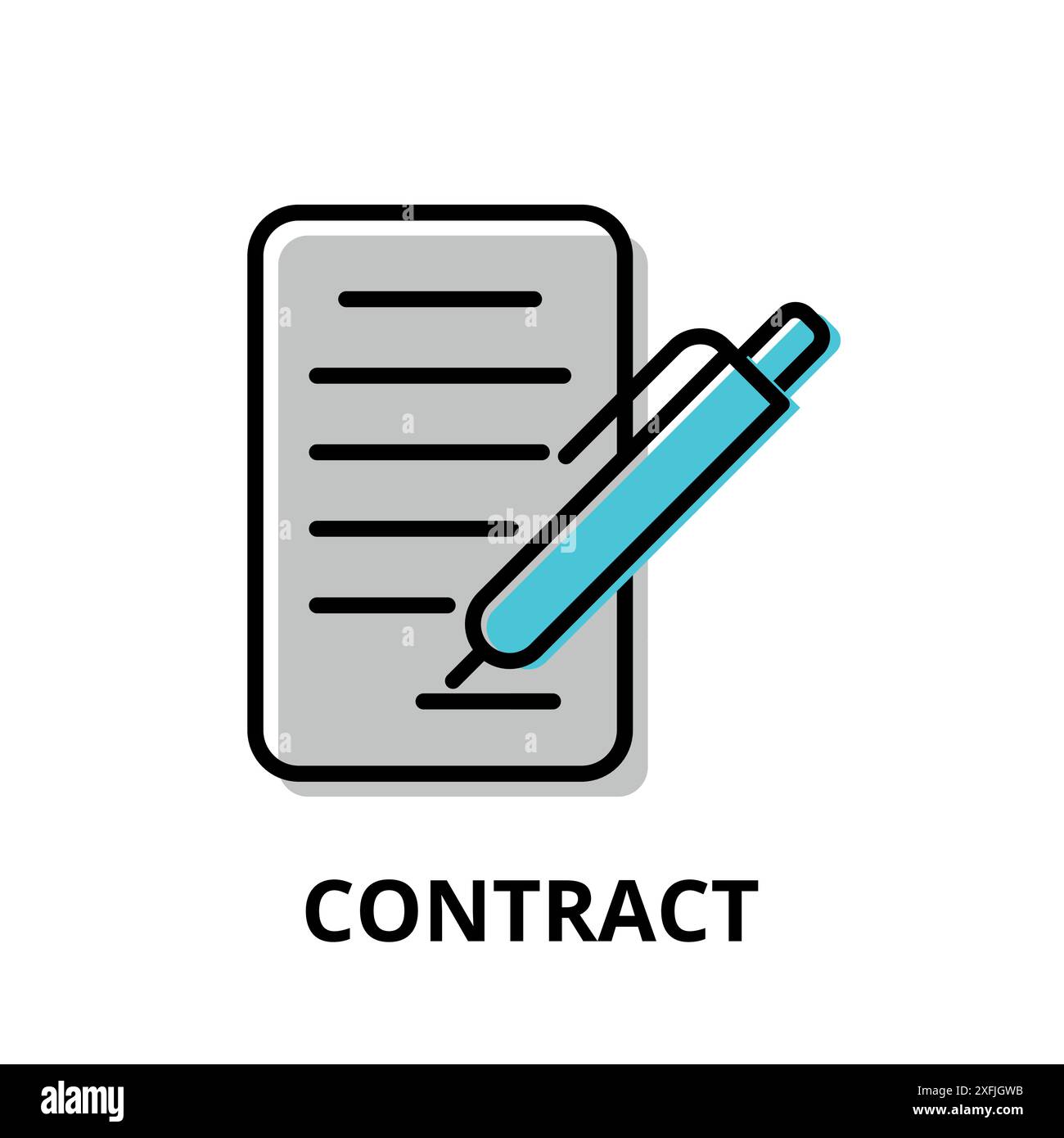 Concept of Contract icon, modern flat thin line design vector ...