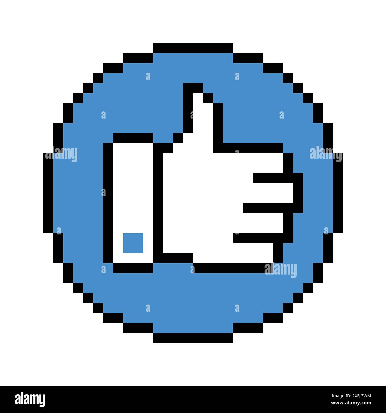 Blue Thumb Up emoticon symbol, pixel art design vector illustration ...