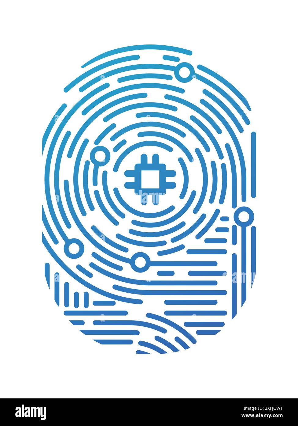 Concept Network and Cyber Security in fingerprint style, flat design ...