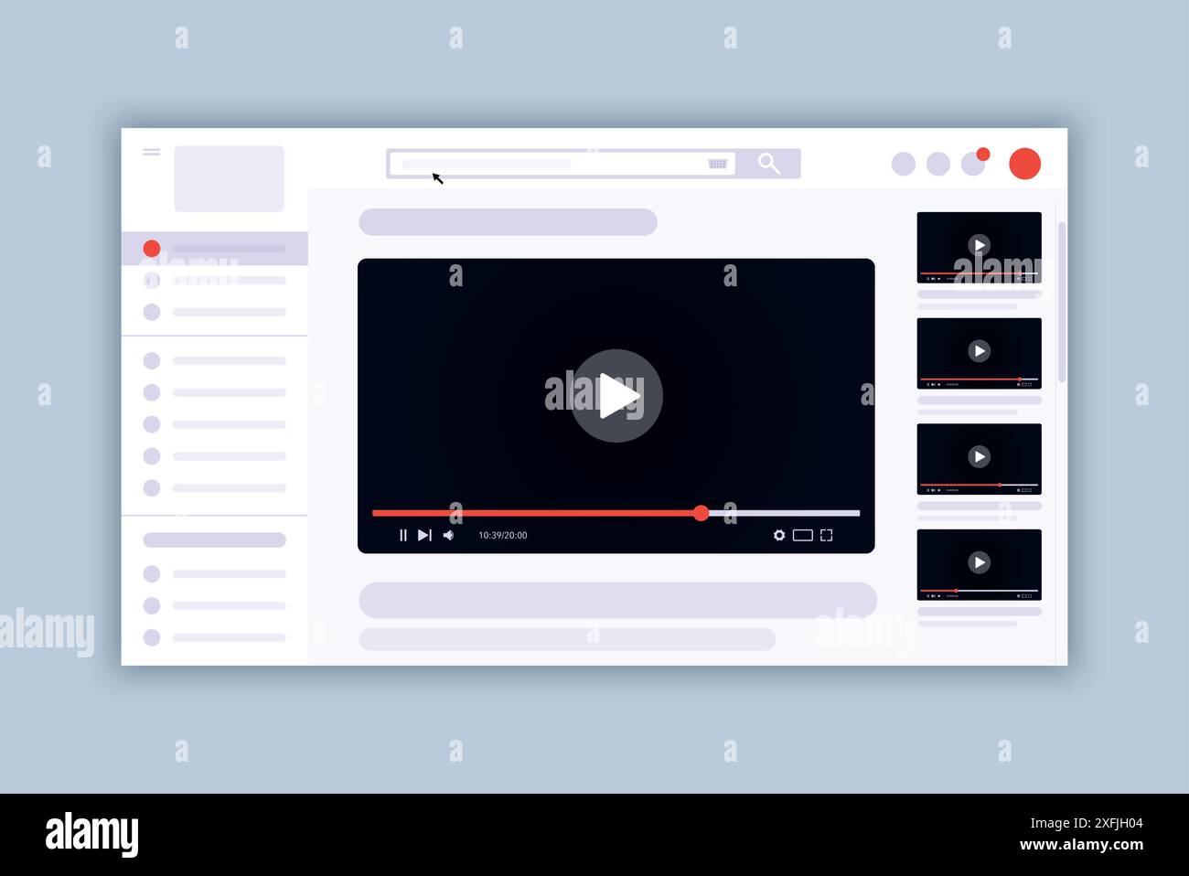 Video Application web page design template, modern user interface and ...