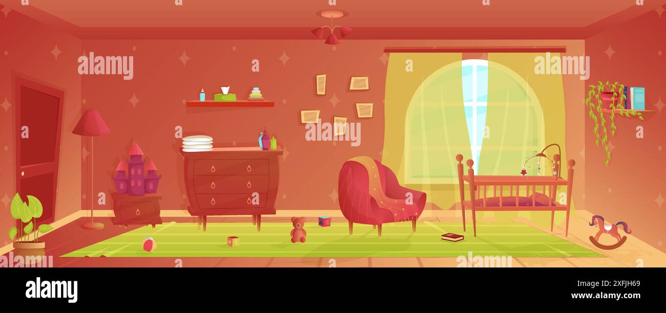 Children room with interior things, cartoon flat design vector ...