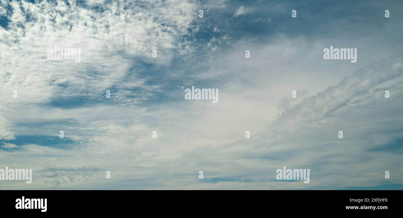 Calm heaven clouds, summer season outdoor. Cloudy sky. Vivid cyan blue ...