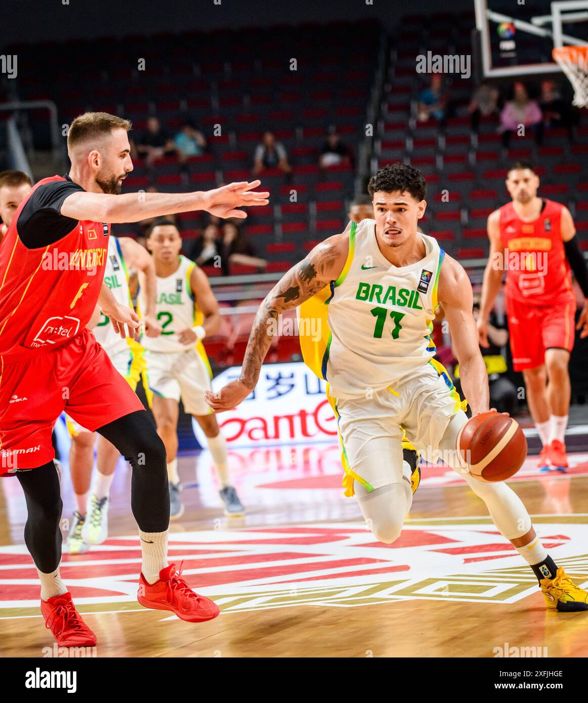 RIGA, LATVIA. 2nd July 2024. FIBA OLYMPIC Qualifying tournament 2024 game between team Brazil ...