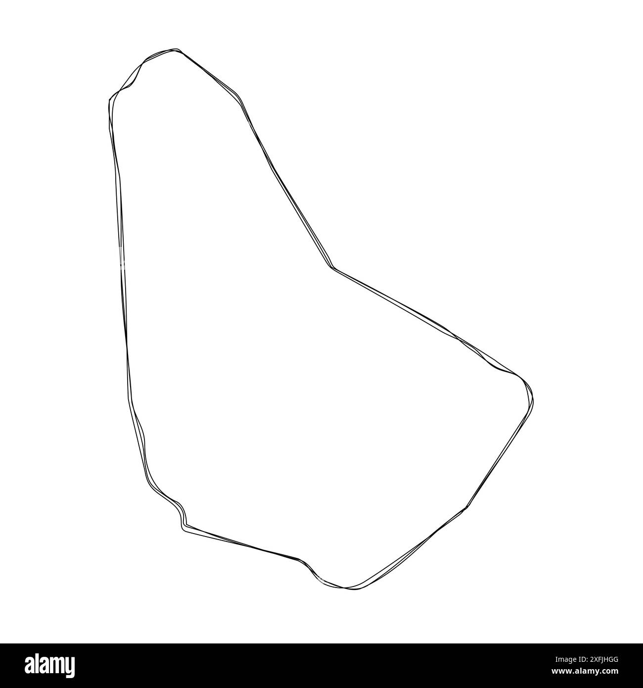 Barbados country simplified map.Thin triple pencil sketch outline ...