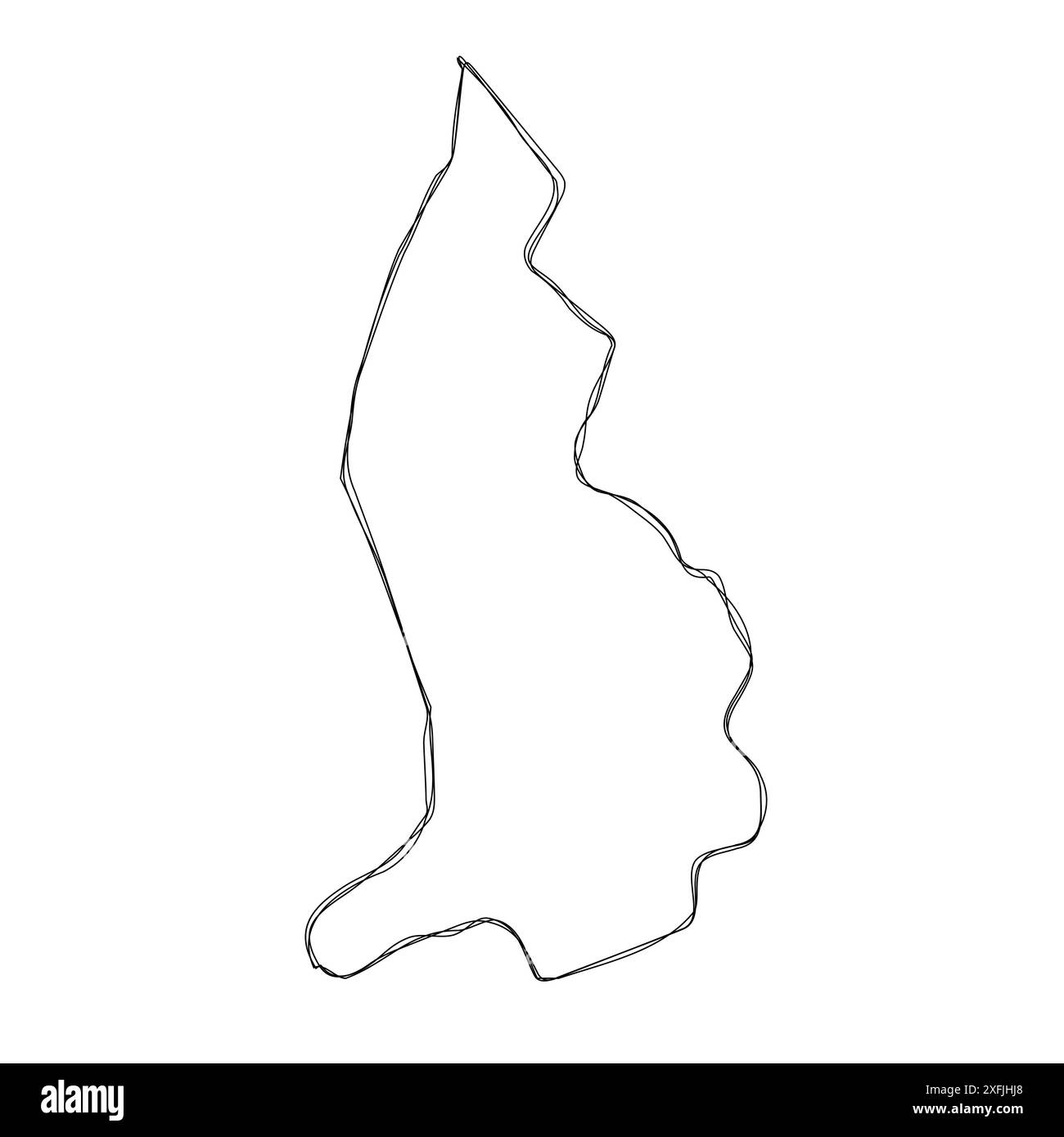 Liechtenstein country simplified map.Thin triple pencil sketch outline ...