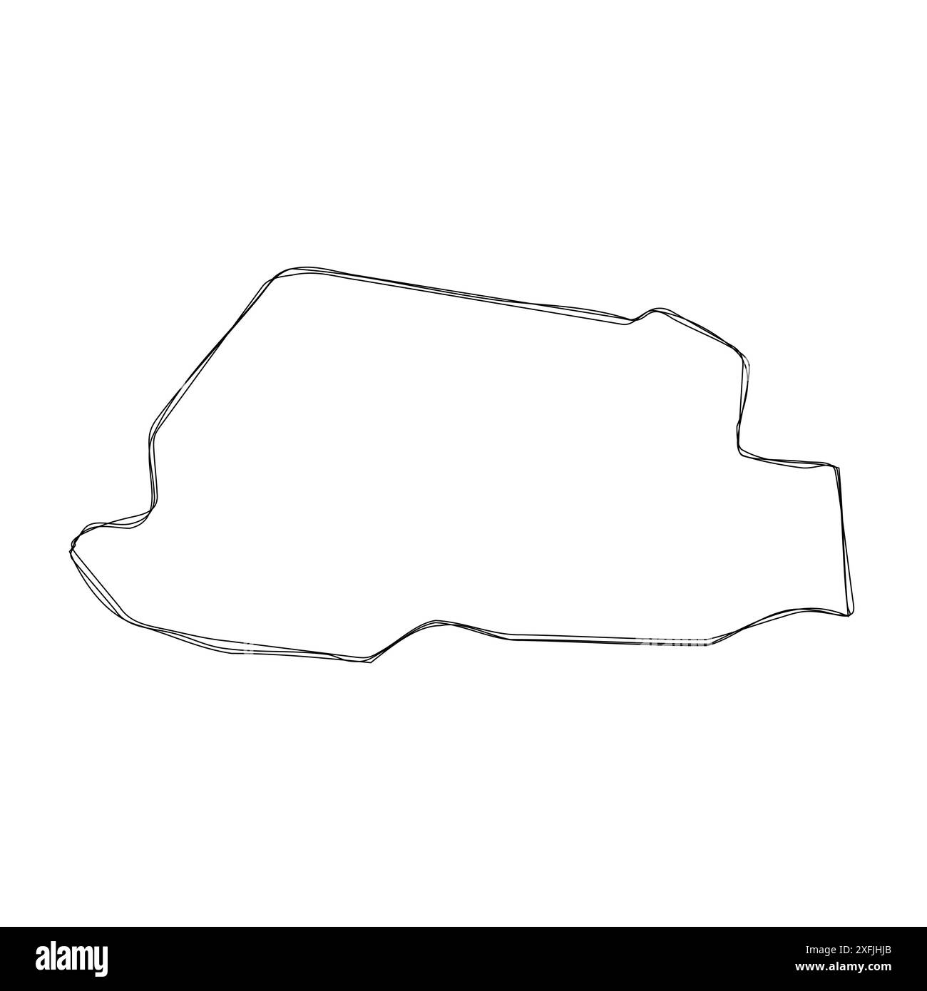 Bhutan country simplified map.Thin triple pencil sketch outline ...