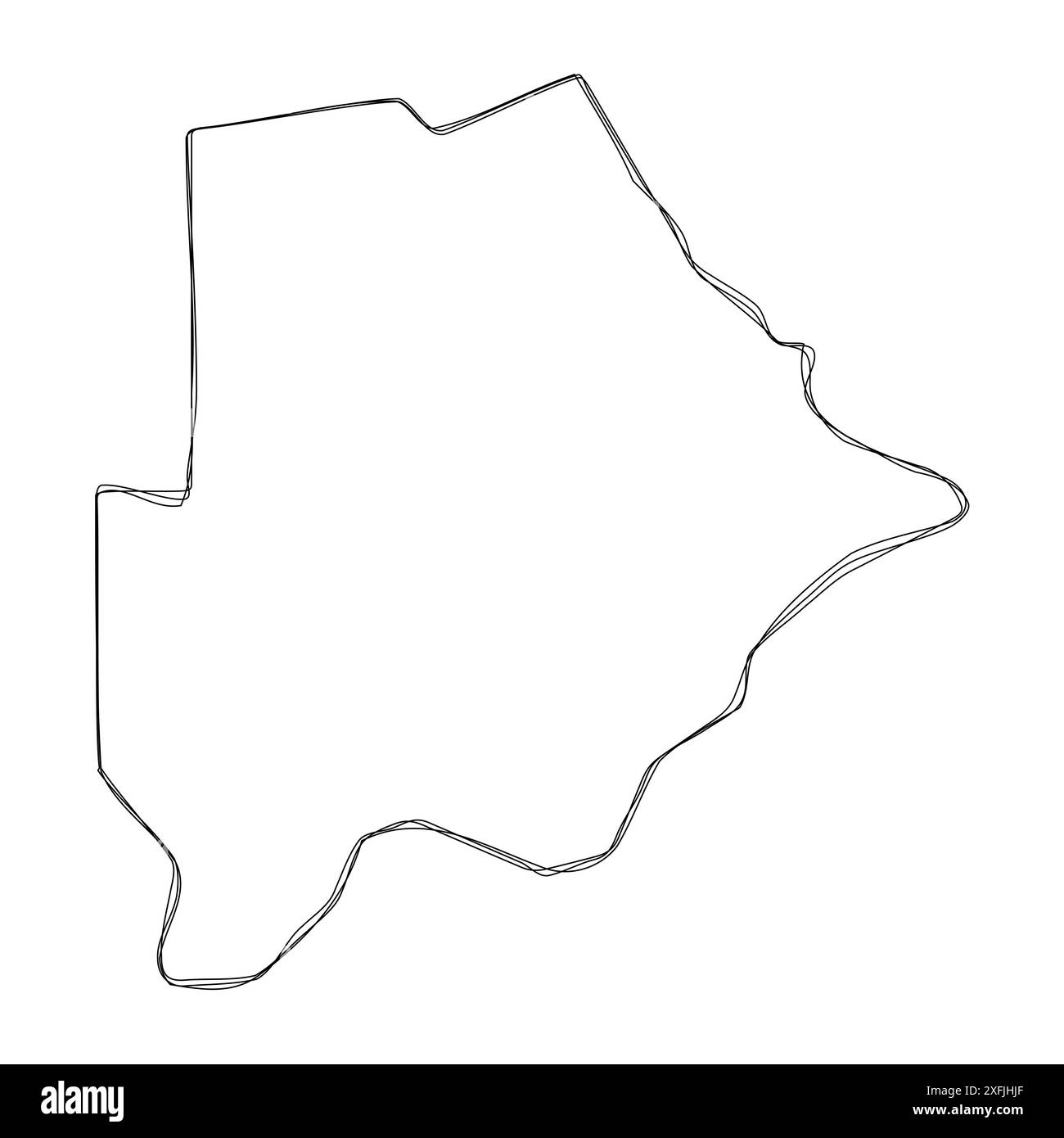 Botswana country simplified map.Thin triple pencil sketch outline ...