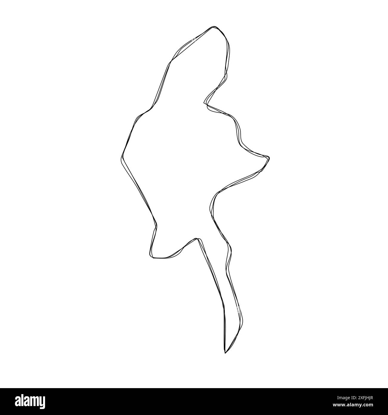 Myanmar country simplified map.Thin triple pencil sketch outline isolated on white background ...