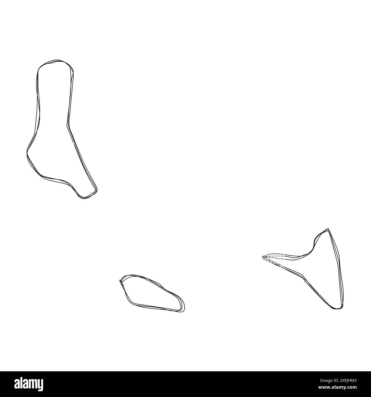 Comoros country simplified map.Thin triple pencil sketch outline ...
