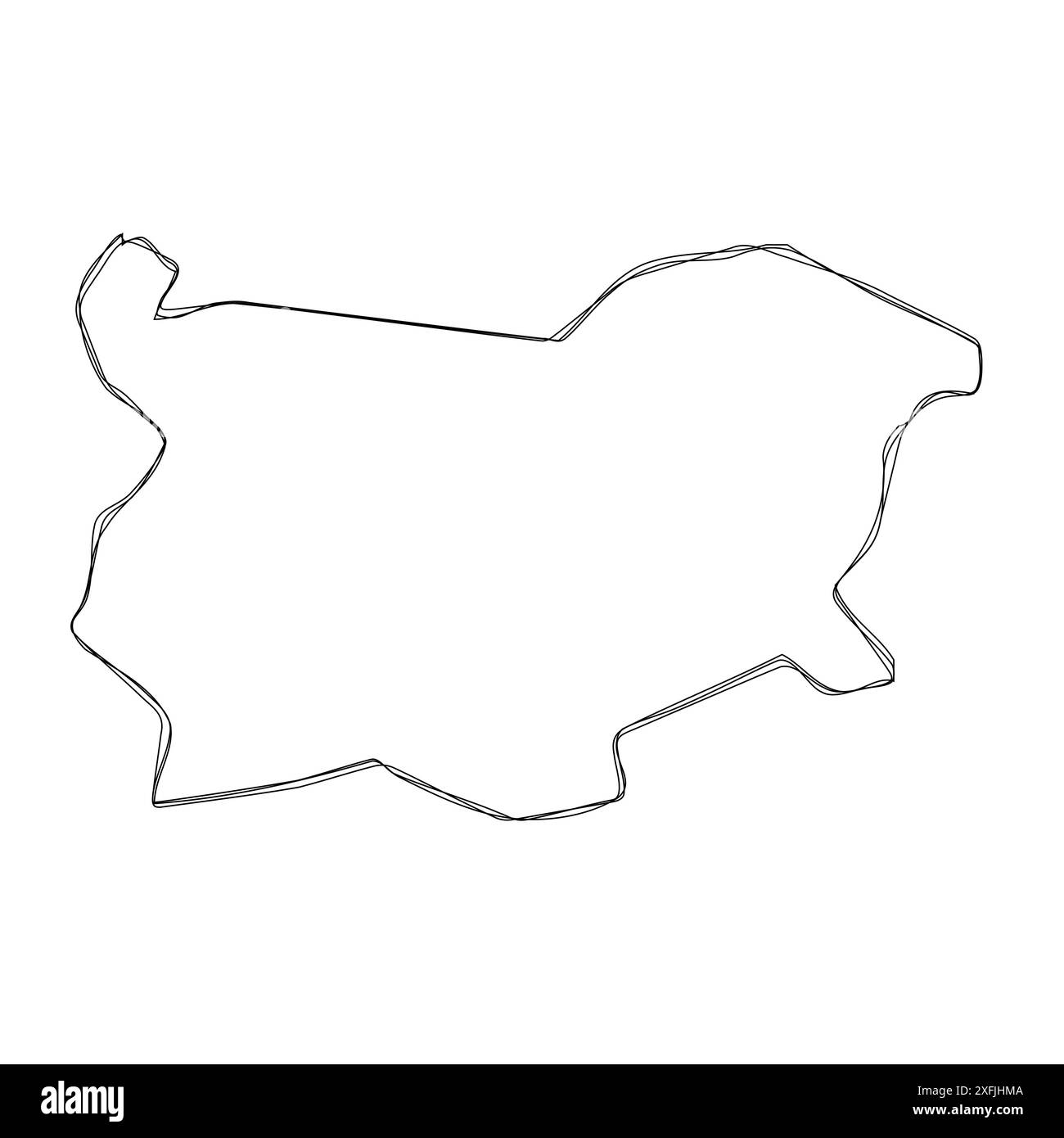 Bulgaria Country Simplified Mapthin Triple Pencil Sketch Outline