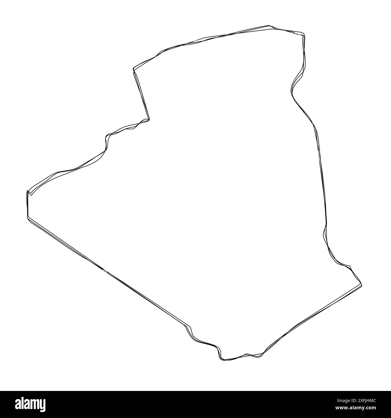 Algeria country simplified map.Thin triple pencil sketch outline ...