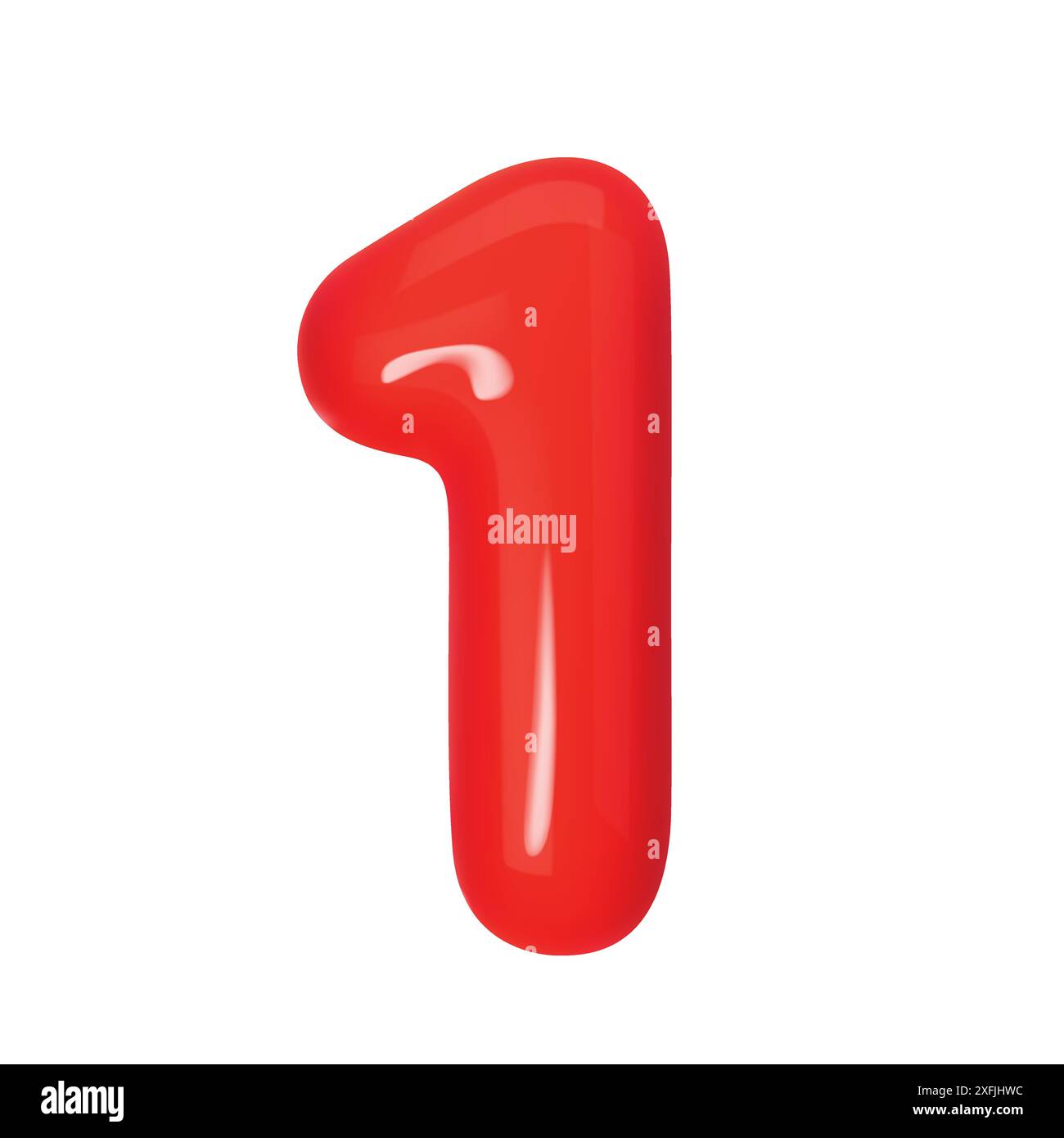 3D red number 1 isolated on white background. Three-dimensional Vector ...