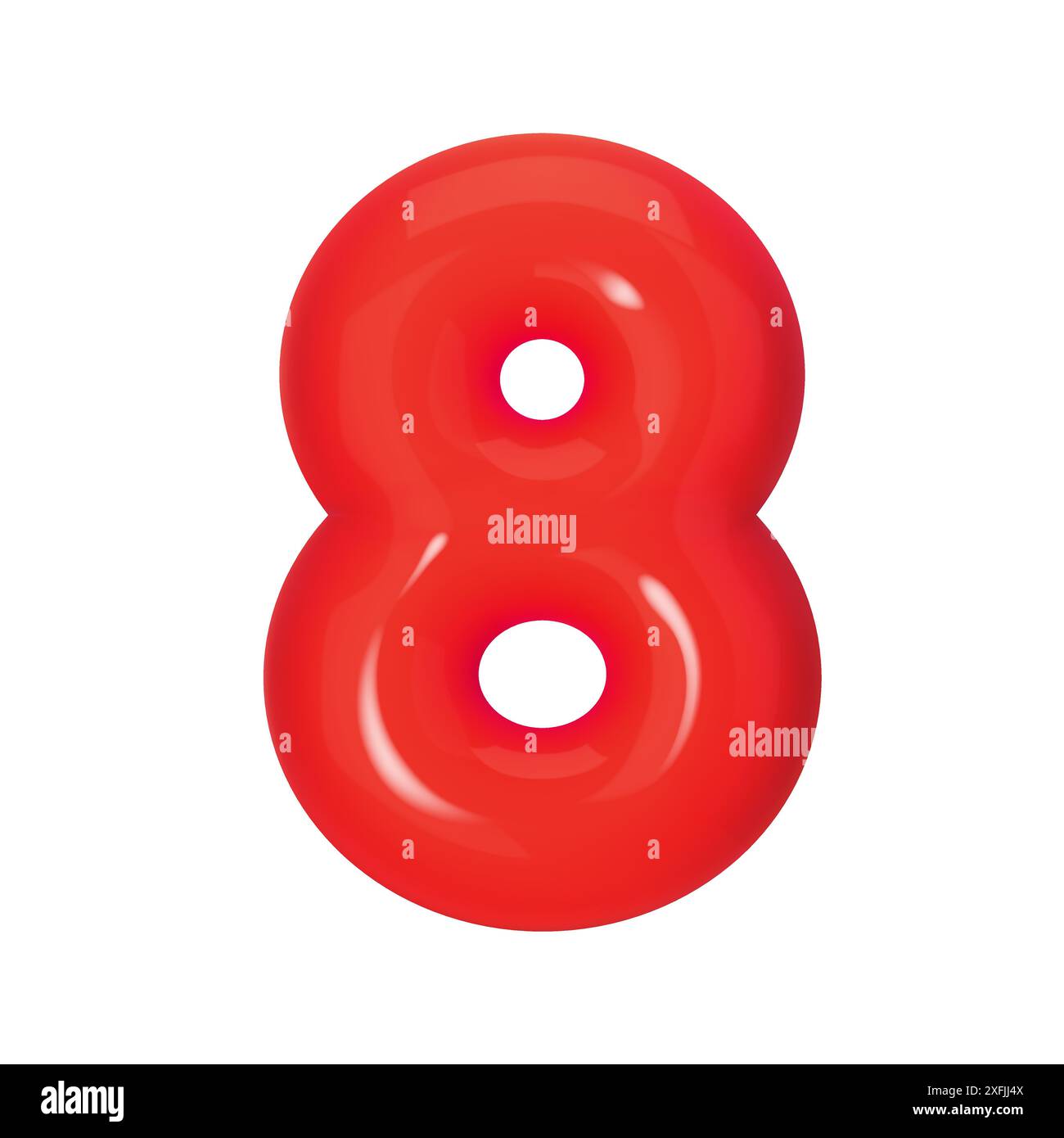 3D red number 8 isolated on white background. Three-dimensional Vector ...