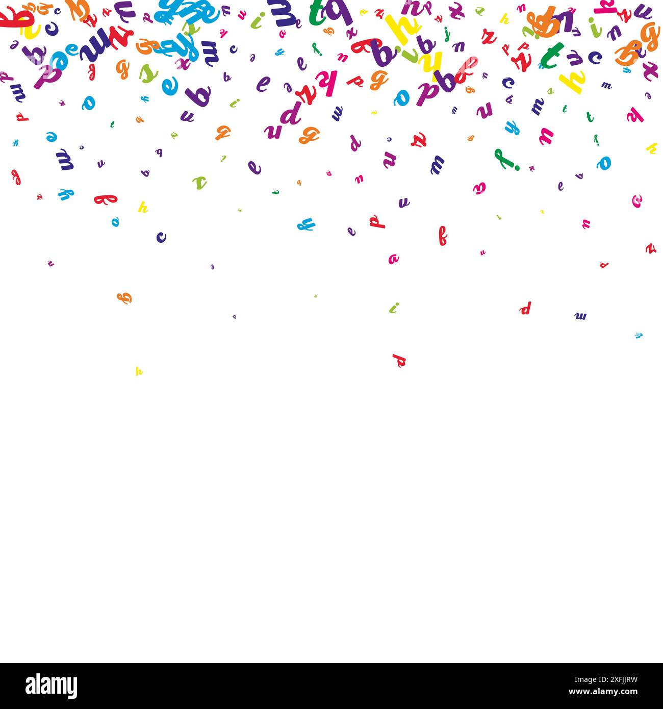 Falling letters of English language. Colorful childish flying ...