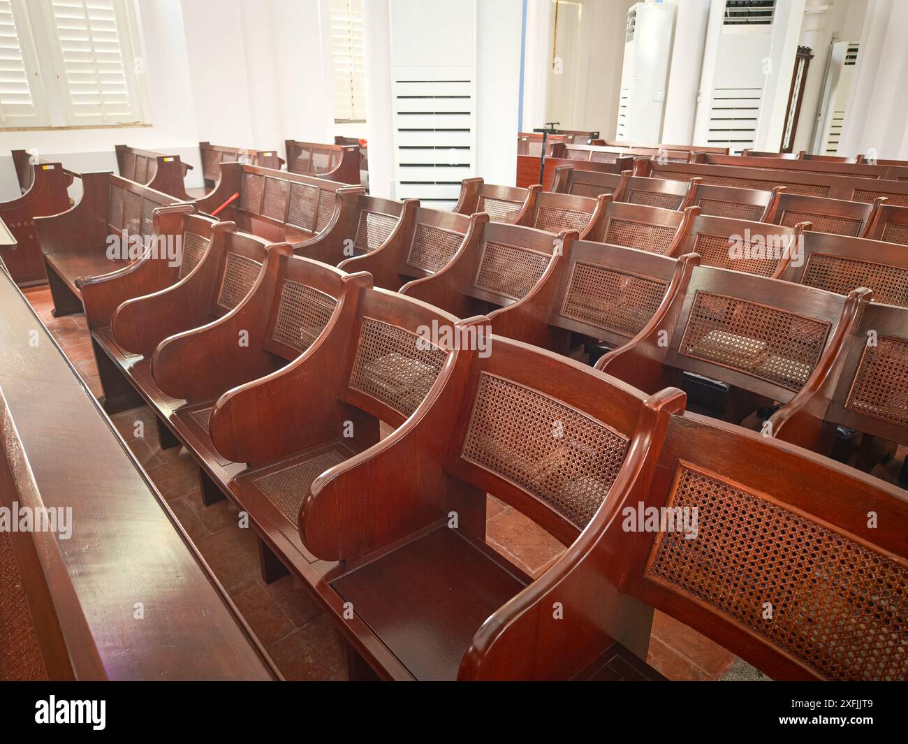 Church pews inside an Anglican church building Stock Photo - Alamy