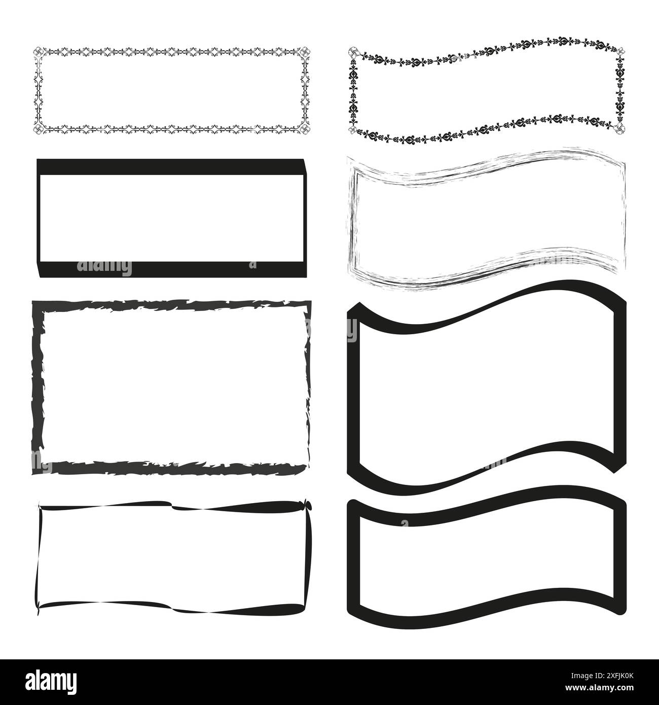 Rectangle frame set. Black vector collection. Decorative border designs ...