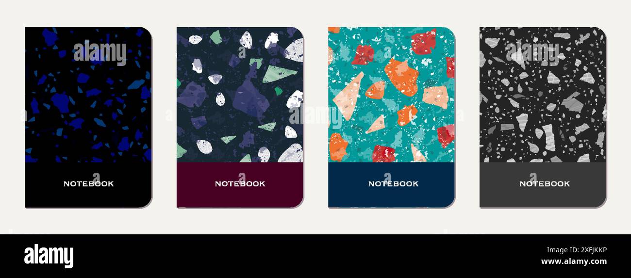 Notebook cover design. Terrazzo abstract background made of natural ...