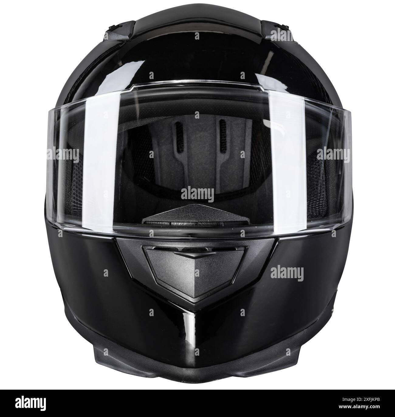 front view of black motorcycle carbon integral crash helmet isolated on ...