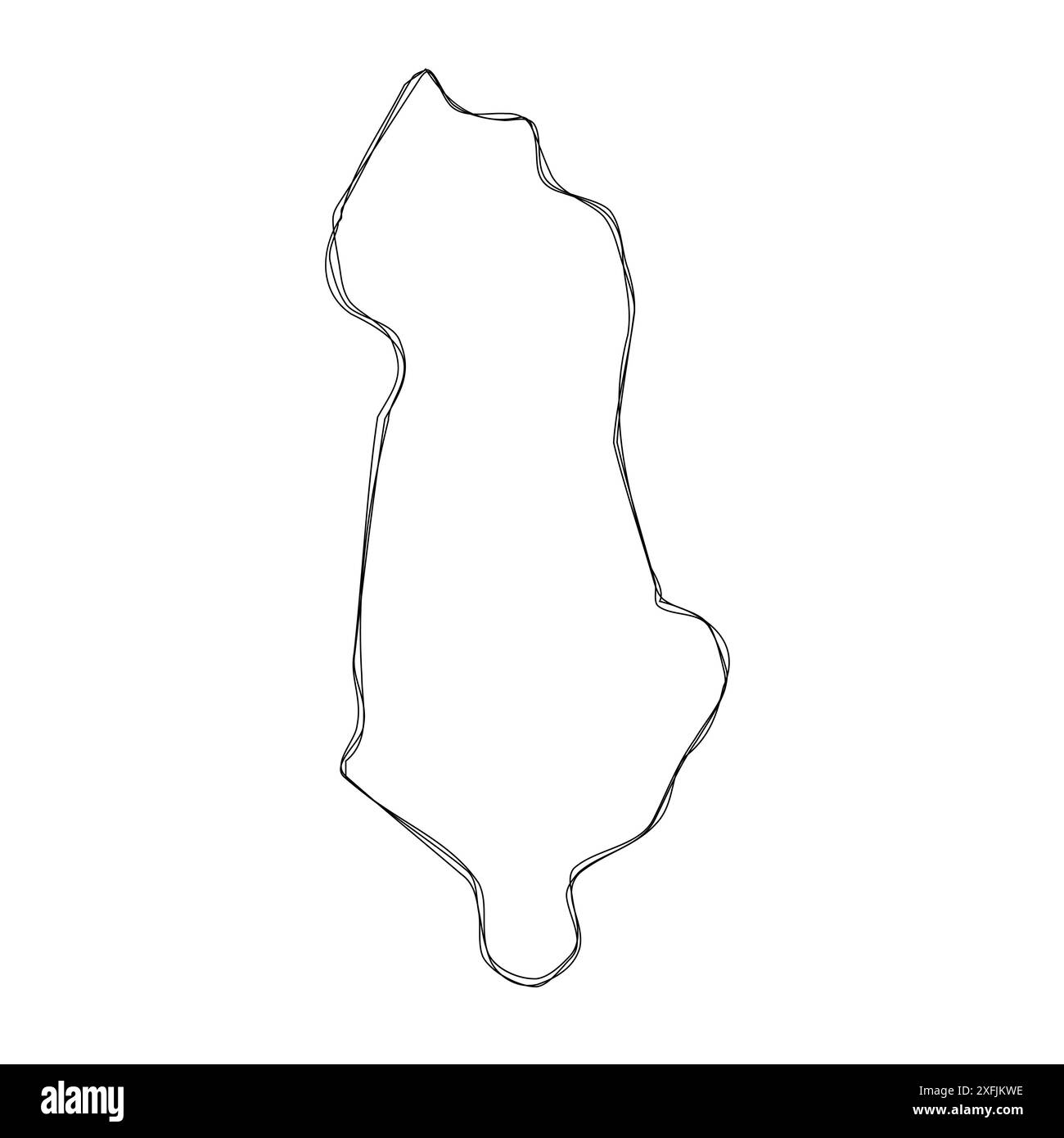 Albania country simplified map.Thin triple pencil sketch outline isolated on white background ...