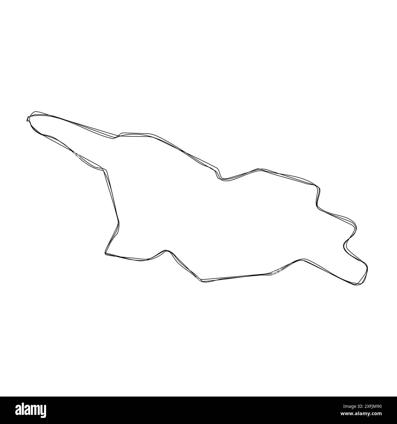 Georgia country simplified map.Thin triple pencil sketch outline ...