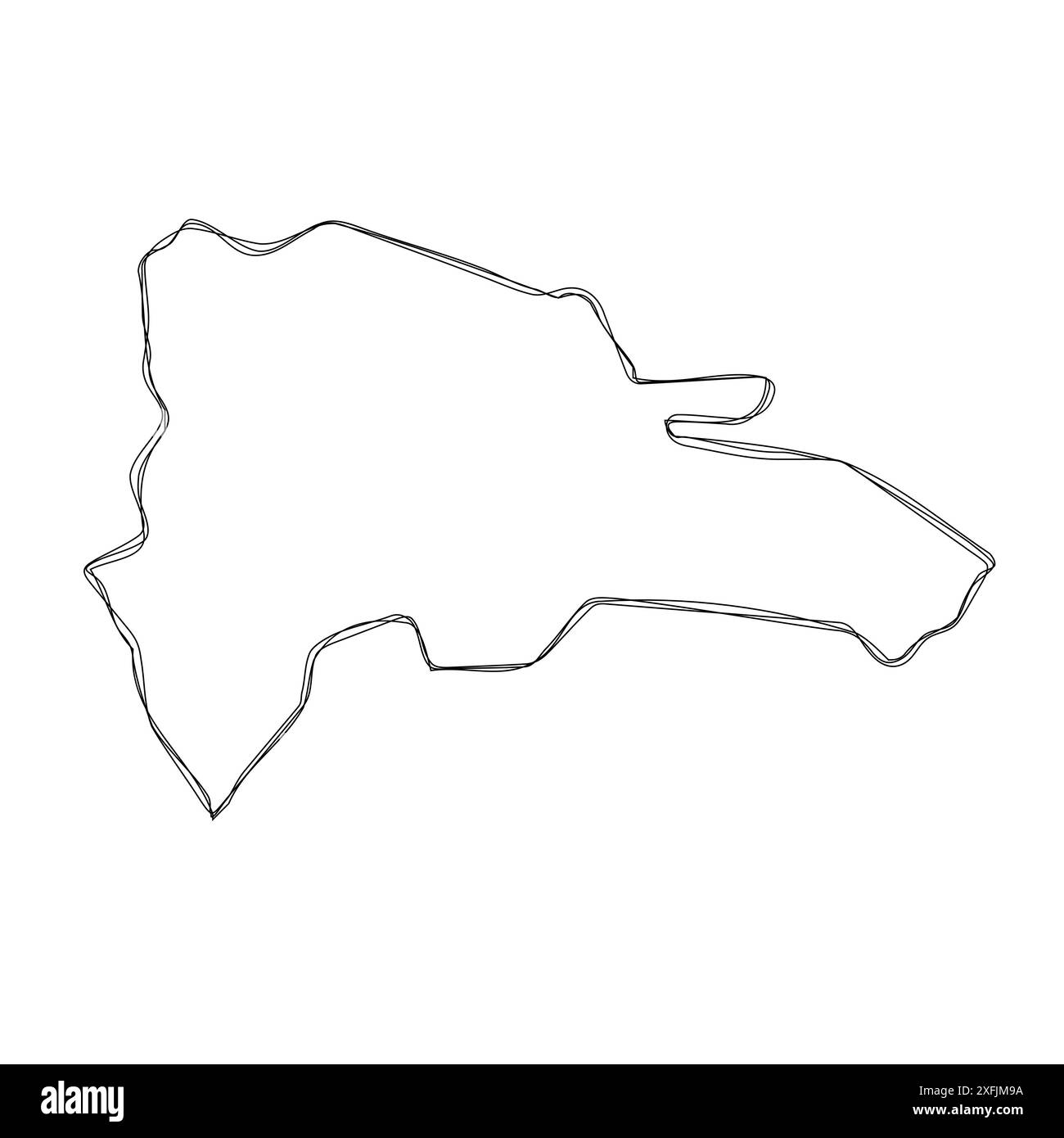 Dominican Republic country simplified map.Thin triple pencil sketch ...