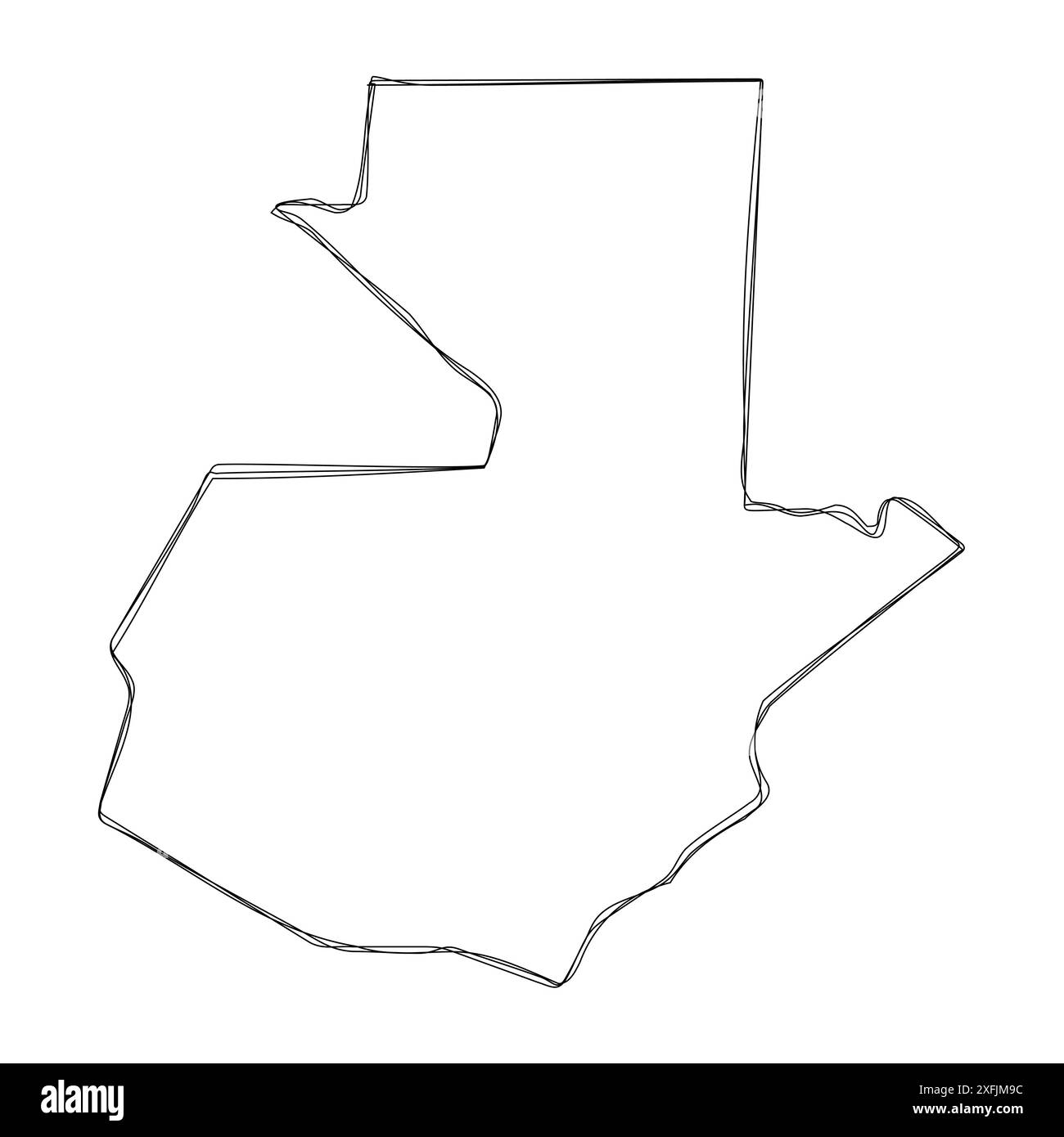 Guatemala country simplified map.Thin triple pencil sketch outline ...