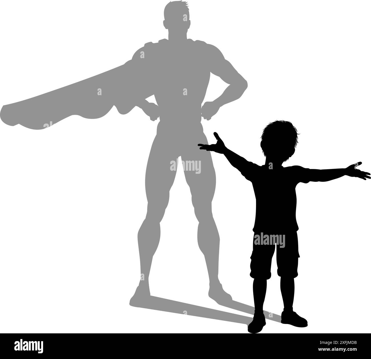 Superhero Child Kid With Super Hero Shadow Stock Vector Image & Art - Alamy
