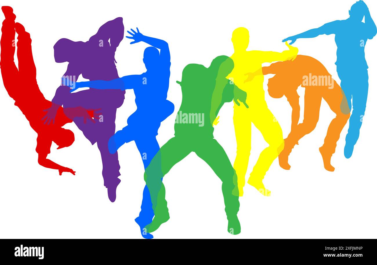 Dancers Silhouette Street Dance Poses Silhouettes Stock Vector Image ...