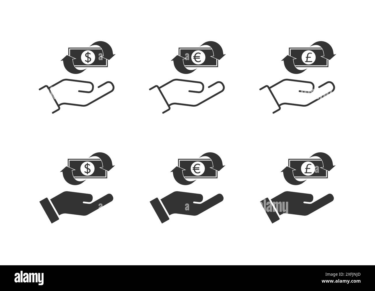 Money on hand icon set. Cashback symbol. Flat vector illustration Stock ...