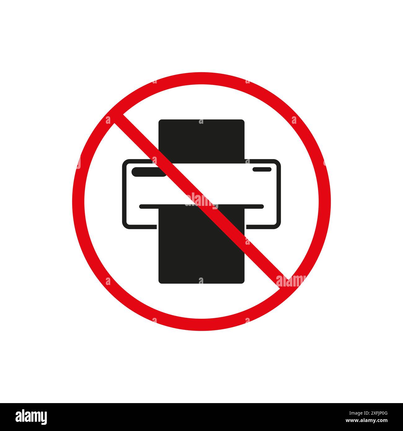 No printing sign. Red circle symbol. Printer graphic. Vector ...