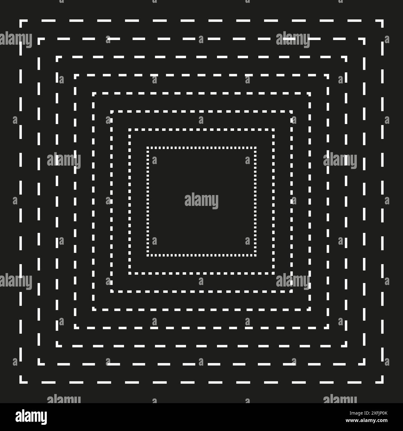 Geometric square pattern. Dashed lines design. Black background. Vector ...