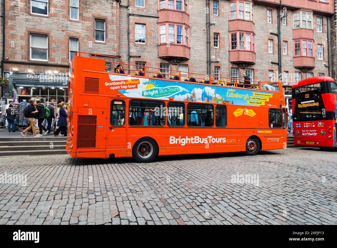 Tourist Buses parked up on The Royal Mile, Edinburgh, Scotland, UK ...