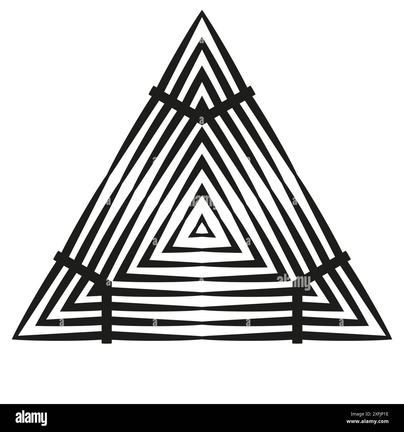 Triangular geometric pattern. Concentric black lines. Abstract art ...