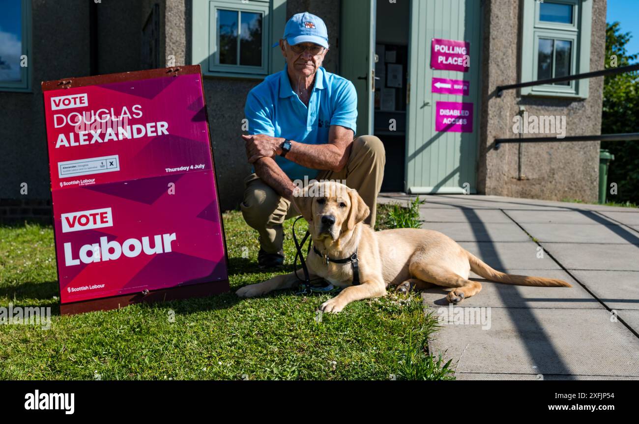 East Lothian, Scotland, UK, 04 July 2024. Dogs at Polling Places: the ...