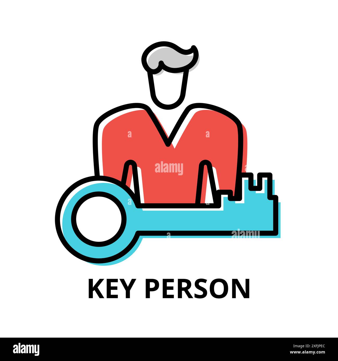 Concept of Key Person icon, modern flat thin line design vector ...