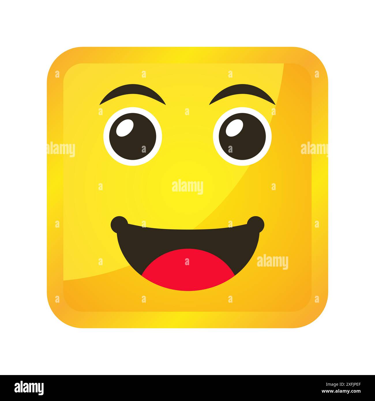 Yellow square emoticons and emojis. Vector illustration in flat style ...