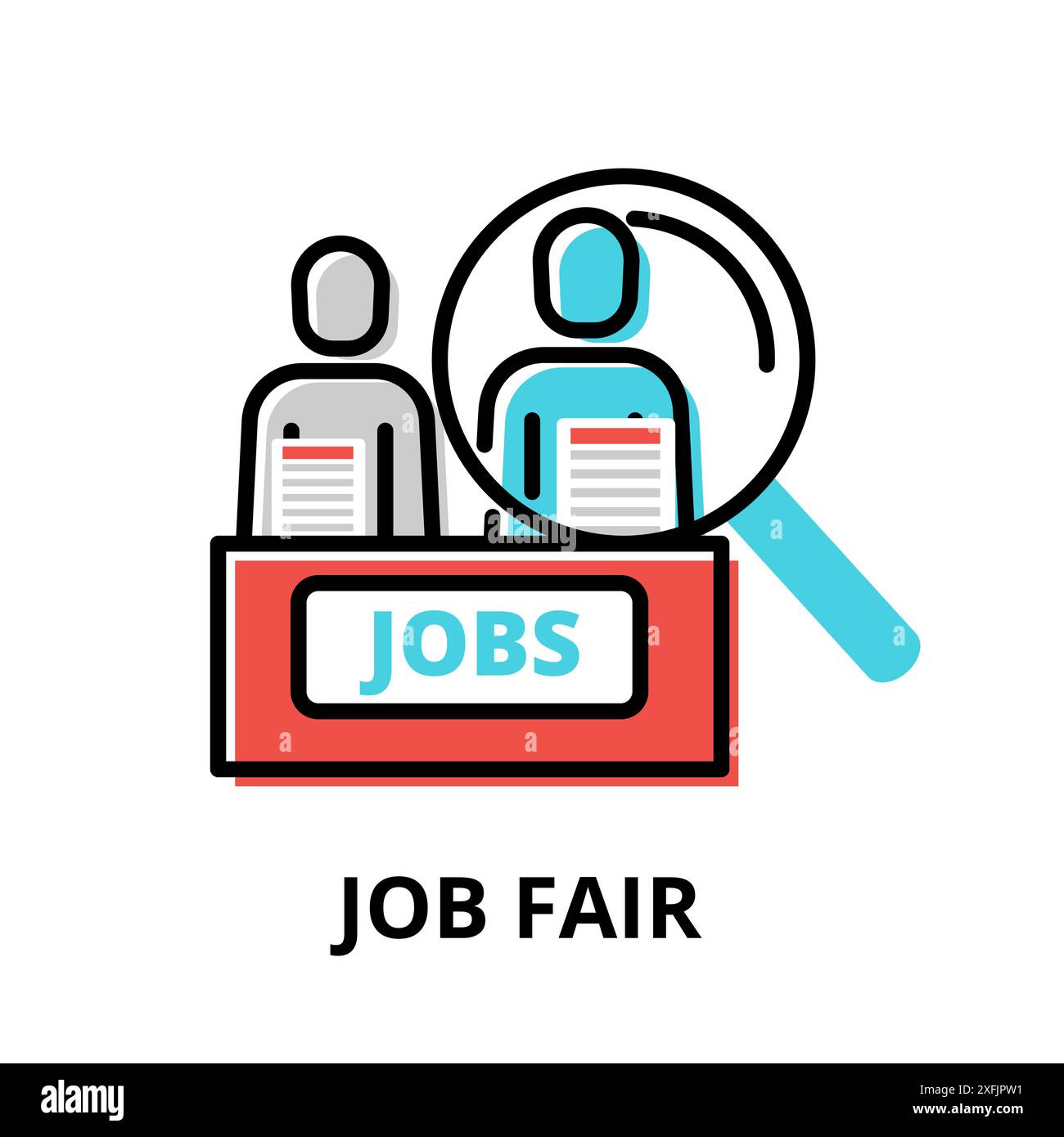 Concept of Job Fair icon, modern flat thin line design vector ...