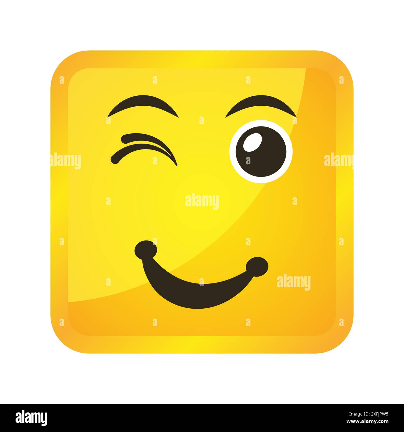 Yellow square emoticons and emojis. Vector illustration in flat style ...