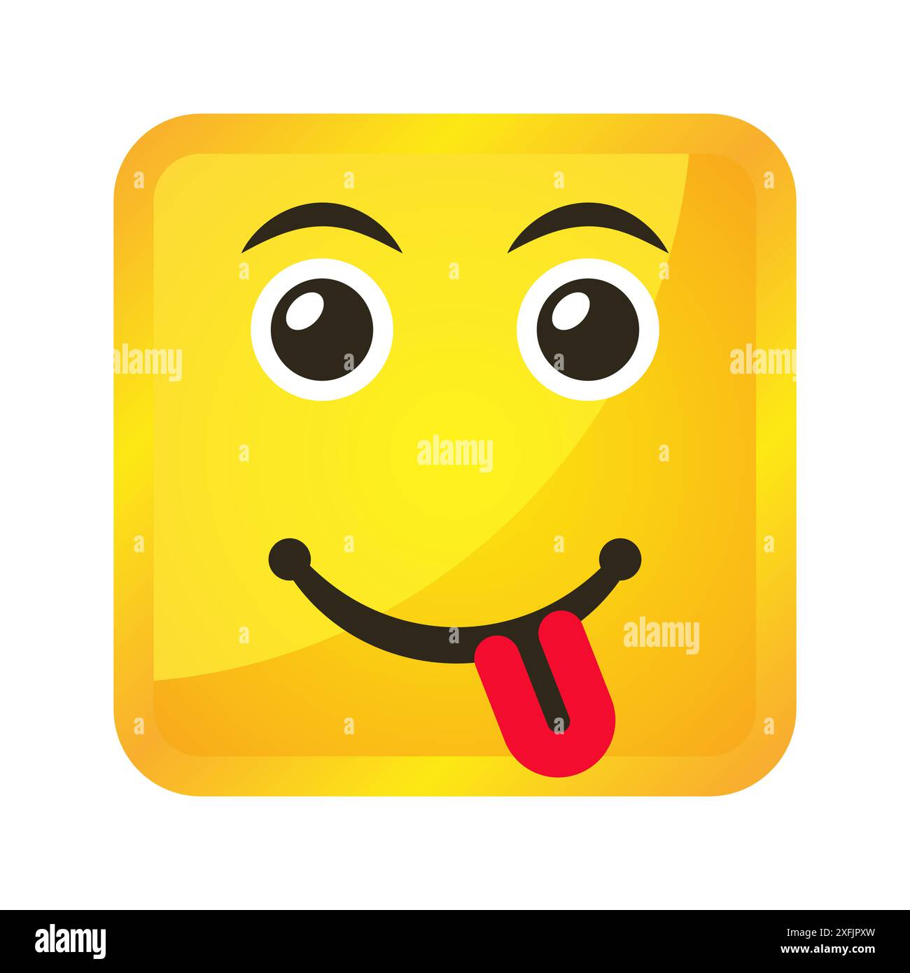 Yellow square emoticons and emojis. Vector illustration in flat style ...