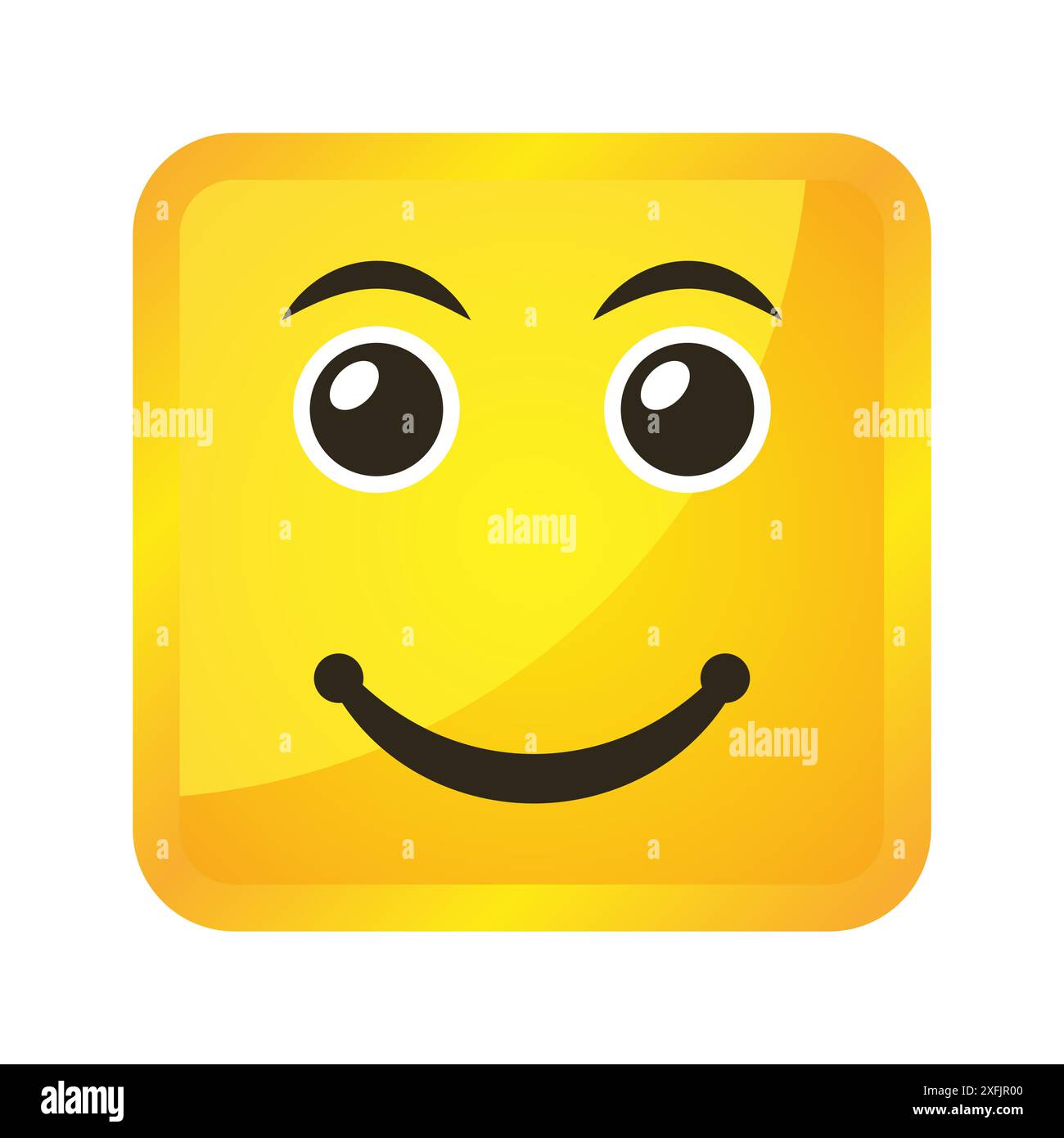 Yellow square emoticons and emojis. Vector illustration in flat style ...