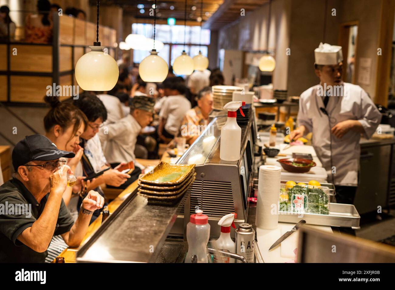 Osaka, Japan Tenma district, restaurant Izakaya people dining Stock ...