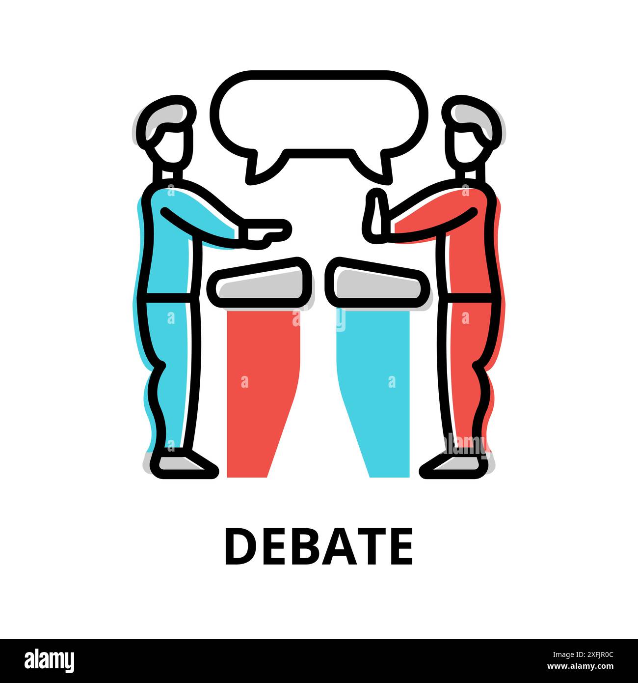 Debate icon concept, politics collection, flat line vector illustration ...