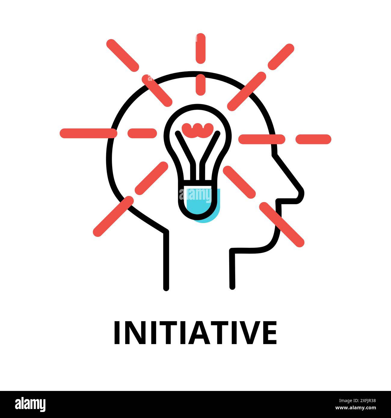 Icon concept of Initiative, brain process collection, flat editable ...